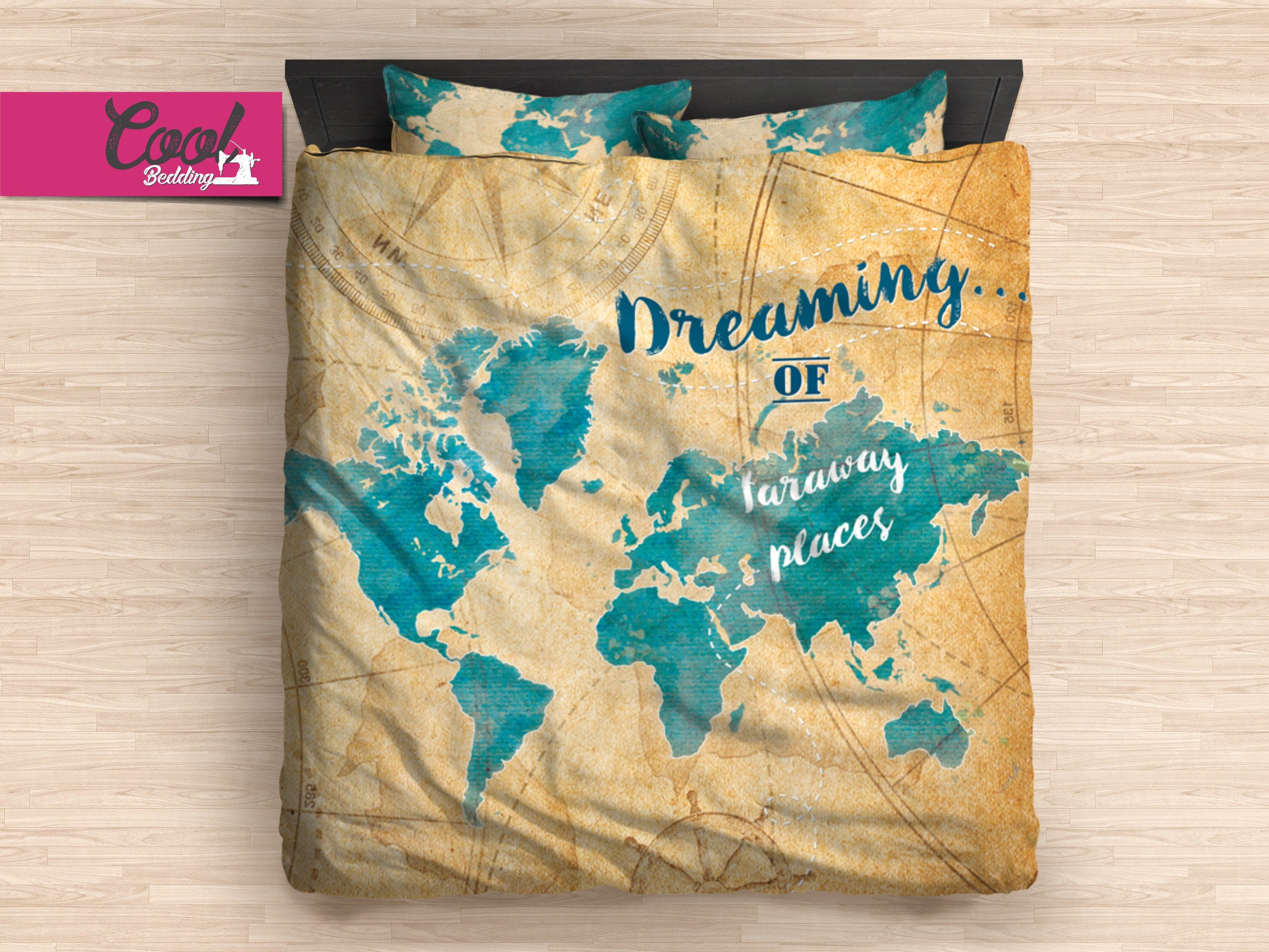 World Map Bedding Set Travel Map Duvet Cover Far Away Map - Etsy UK