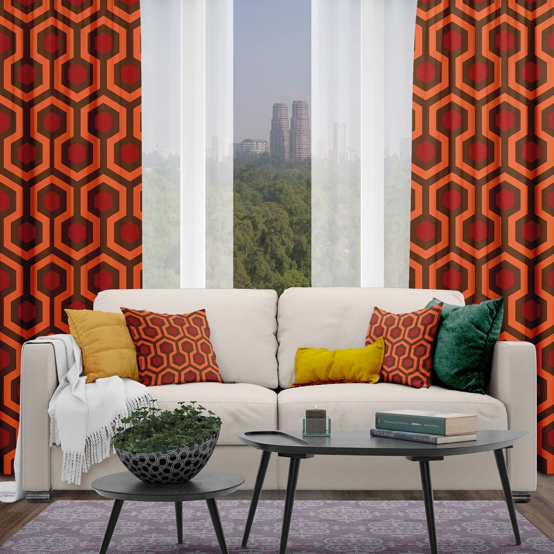 Horror Window Curtains – Redrum Pattern Drapes – Spooky Style Rod ...