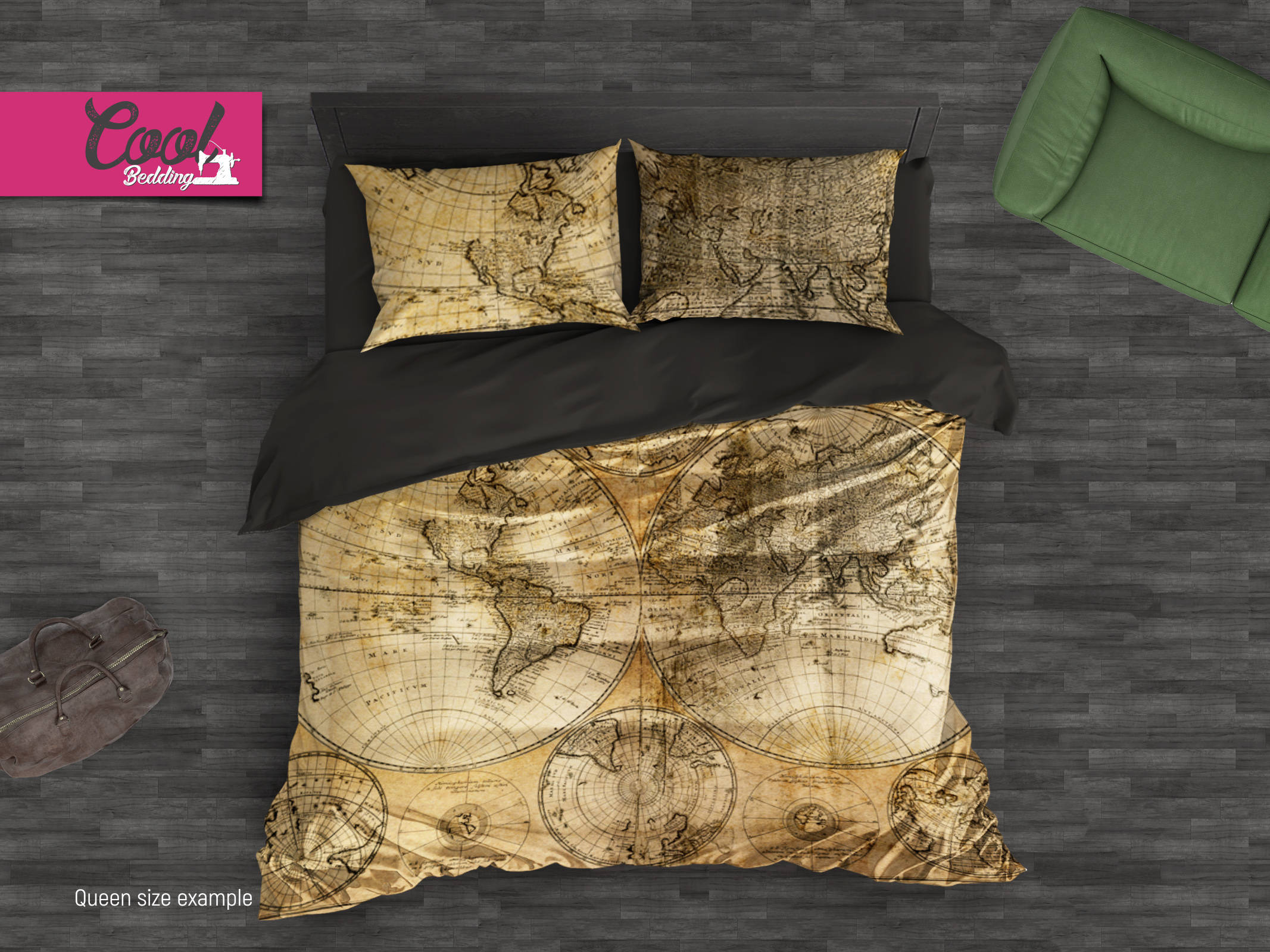 World Map Bedding Set Ancient Map Duvet Cover Set Vintage | Etsy