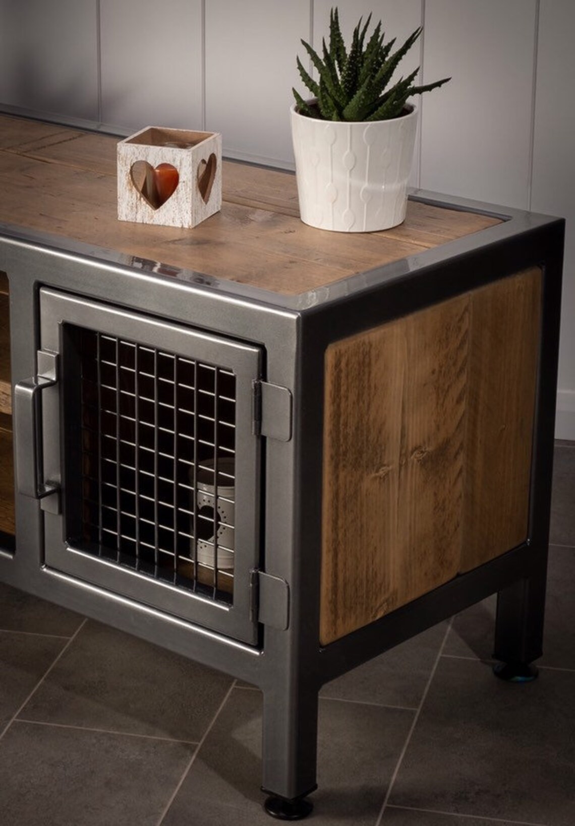 Industrial Reclaimed Wood & Steel TV Stand - Handmade Vintage Rustic ...