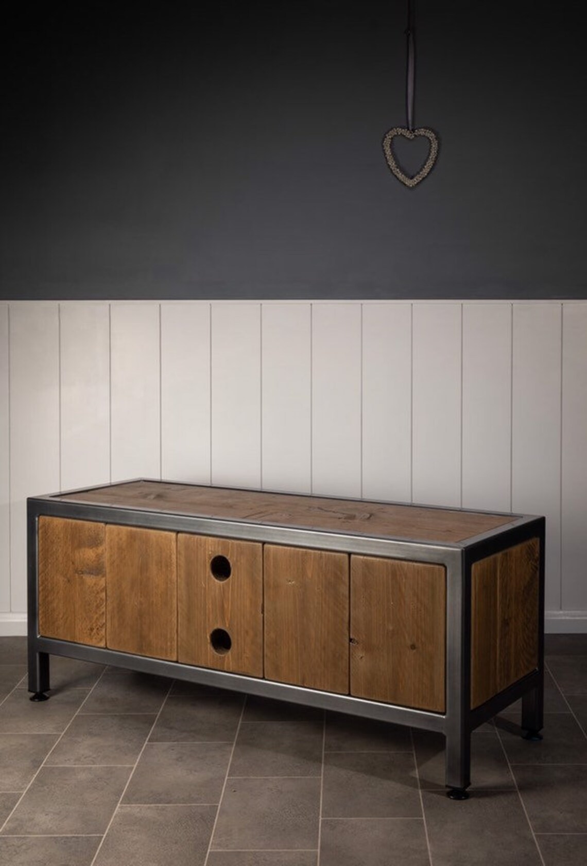 Industrial Reclaimed Wood & Steel TV Stand - Handmade Vintage Rustic ...