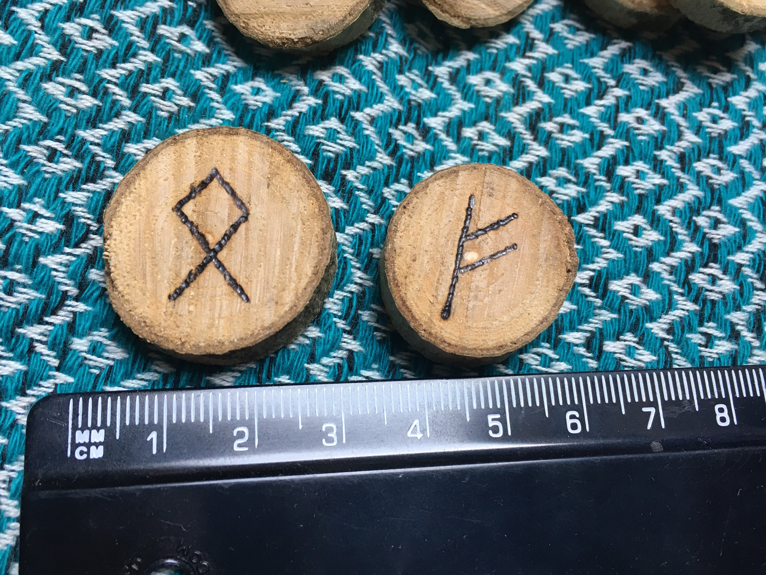Rune Set on Local Ash / Hazel Wood, in Bag, Pyrography, Norse Elder ...