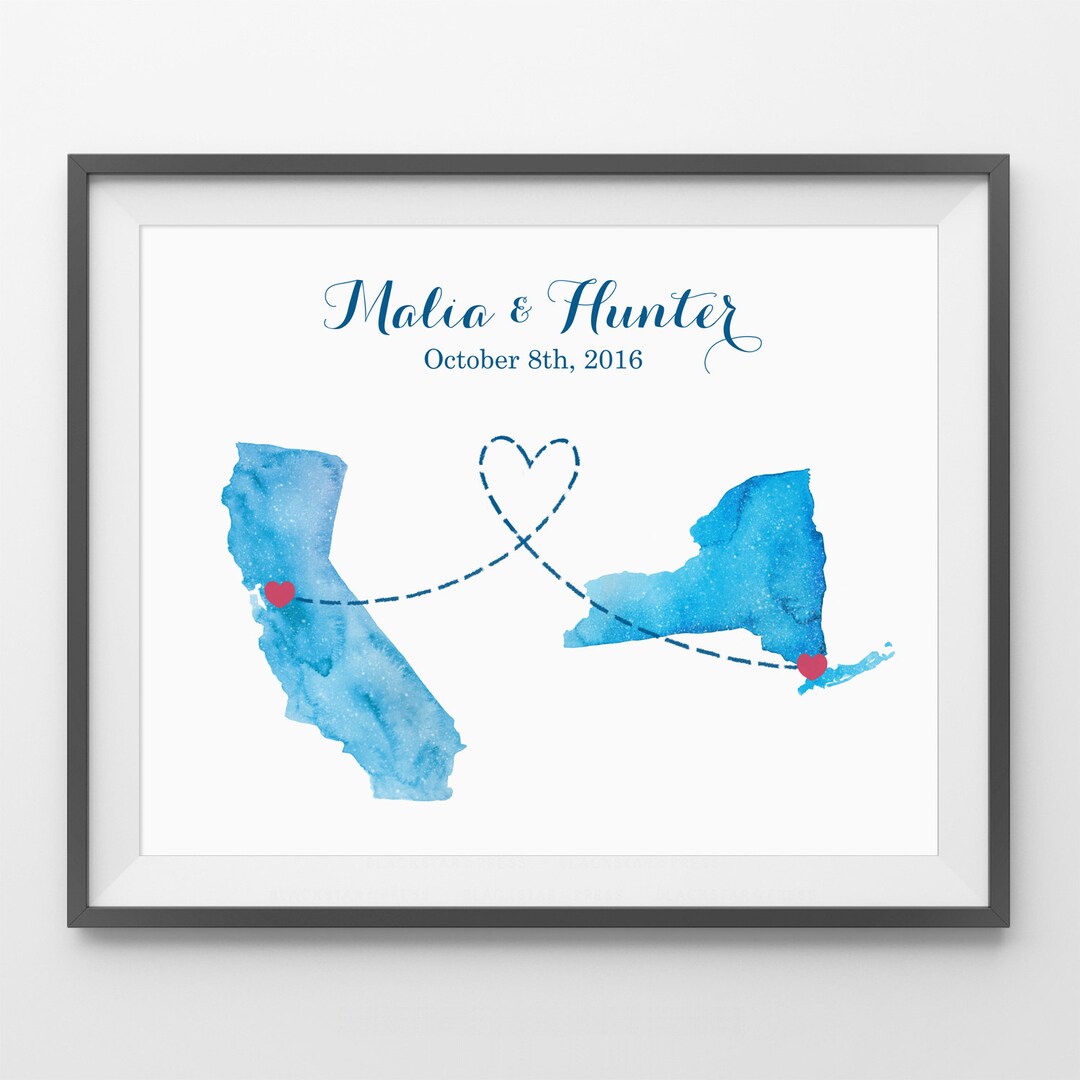 Wedding Guest Book Two State Print - Custom State Guestbook for ...