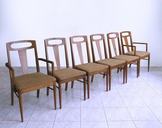 Mid Century Modern BASIC WITZ Dining Chairs Set of 6 in WALNUT - Etsy