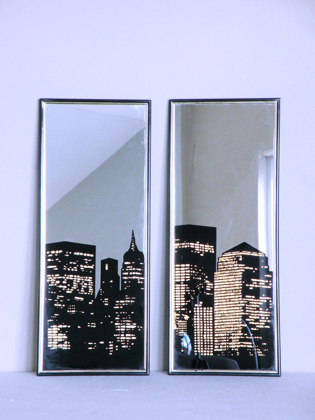 Vintage Modern 1980s CITYSCAPE MIRRORS Set of 2 - Etsy