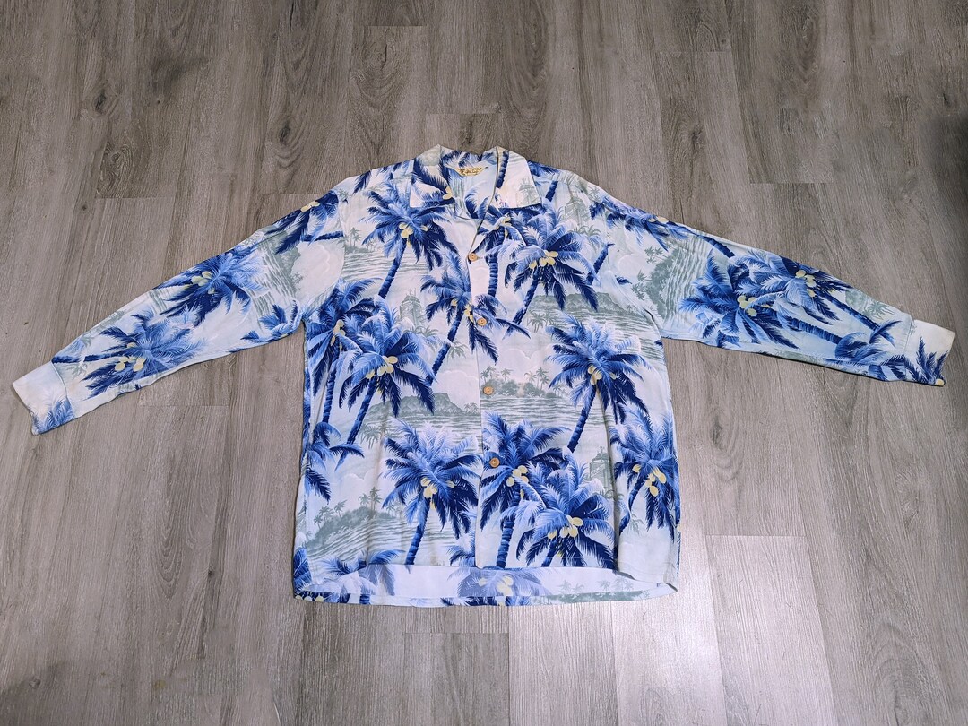 Vintage 1950s ALII LOLE Long Sleeve Rayon CREPE Hawaiian Shirt ...