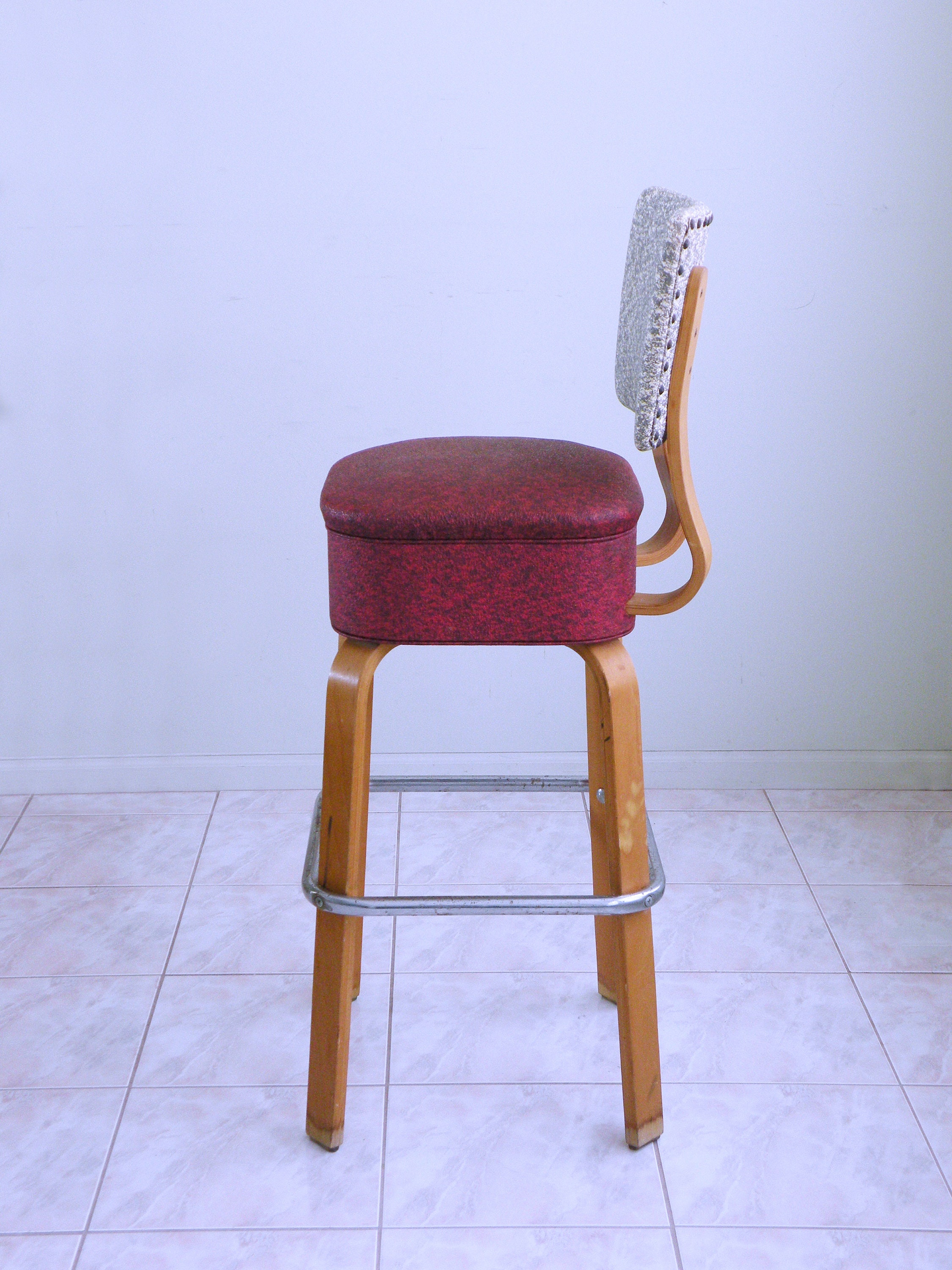 Mid Century Modern ARCHITECT'S STOOL Drafter's Atomic Two Tone Vinyl ...