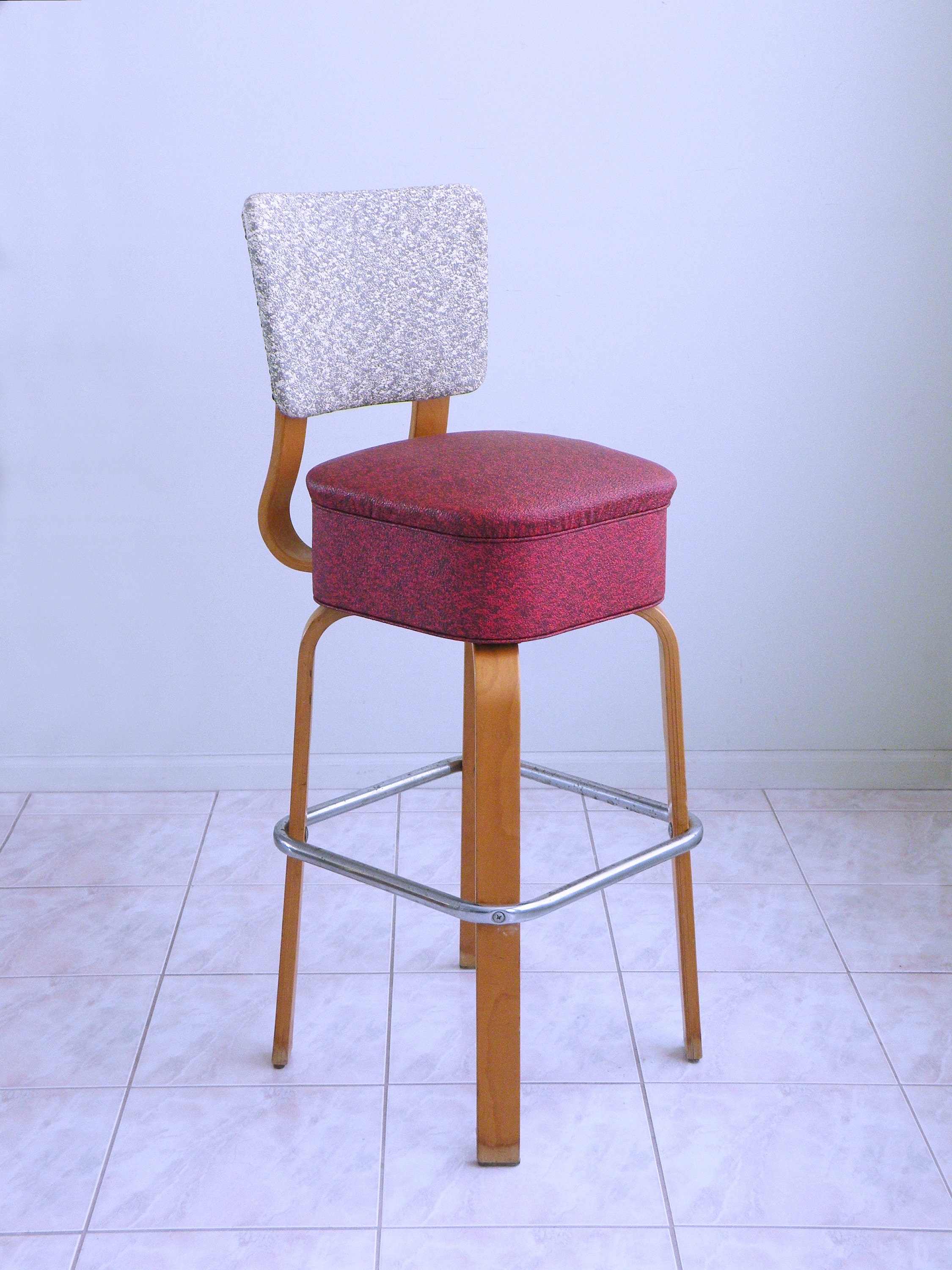Mid Century Modern ARCHITECT'S STOOL Drafter's Atomic Two Tone Vinyl ...