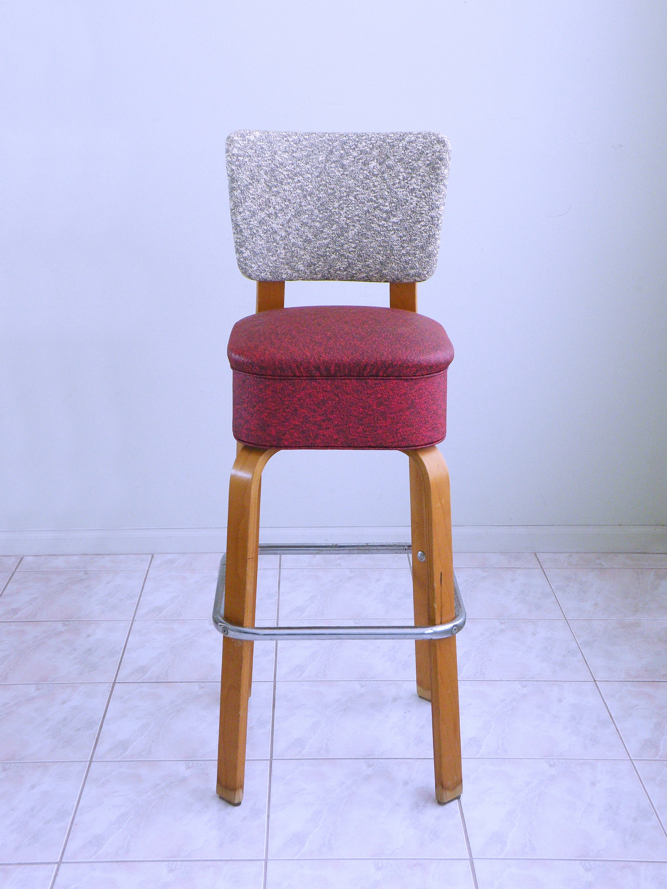 Mid Century Modern ARCHITECT'S STOOL Drafter's Atomic Two Tone Vinyl ...