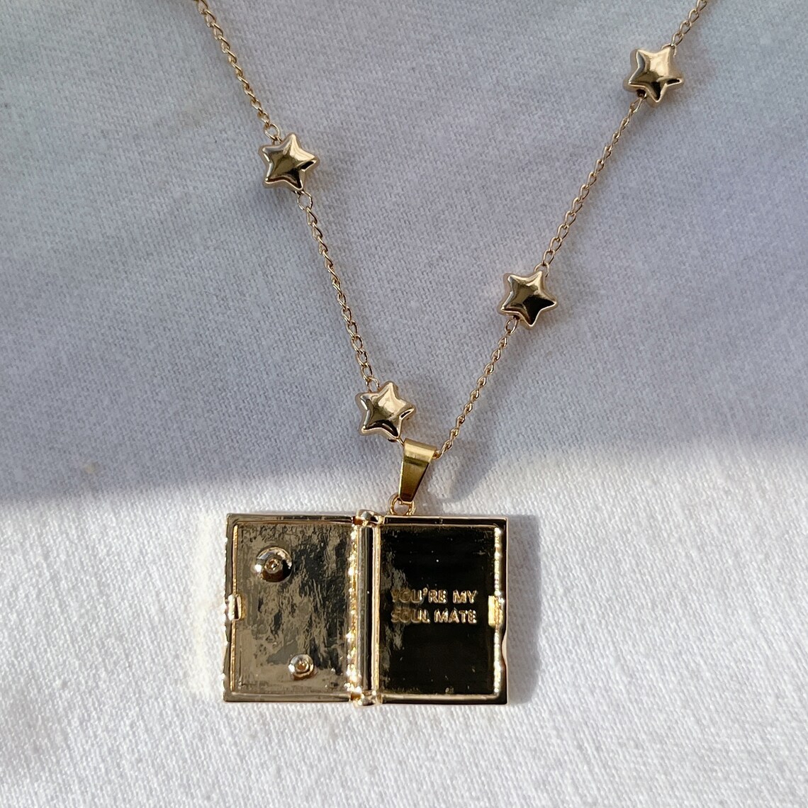 Moon and Star Locket Pendant, Locket Pendant , Square Locket, Gift for ...