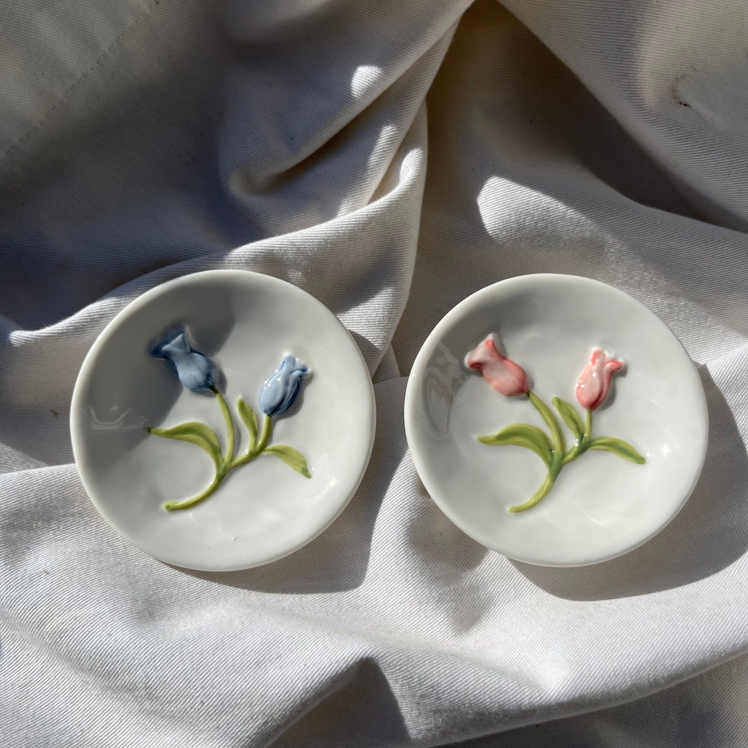 Ceramic Trinket, Spring Flower Trinket, Ring Dish, Jewelry Dish, Small ...