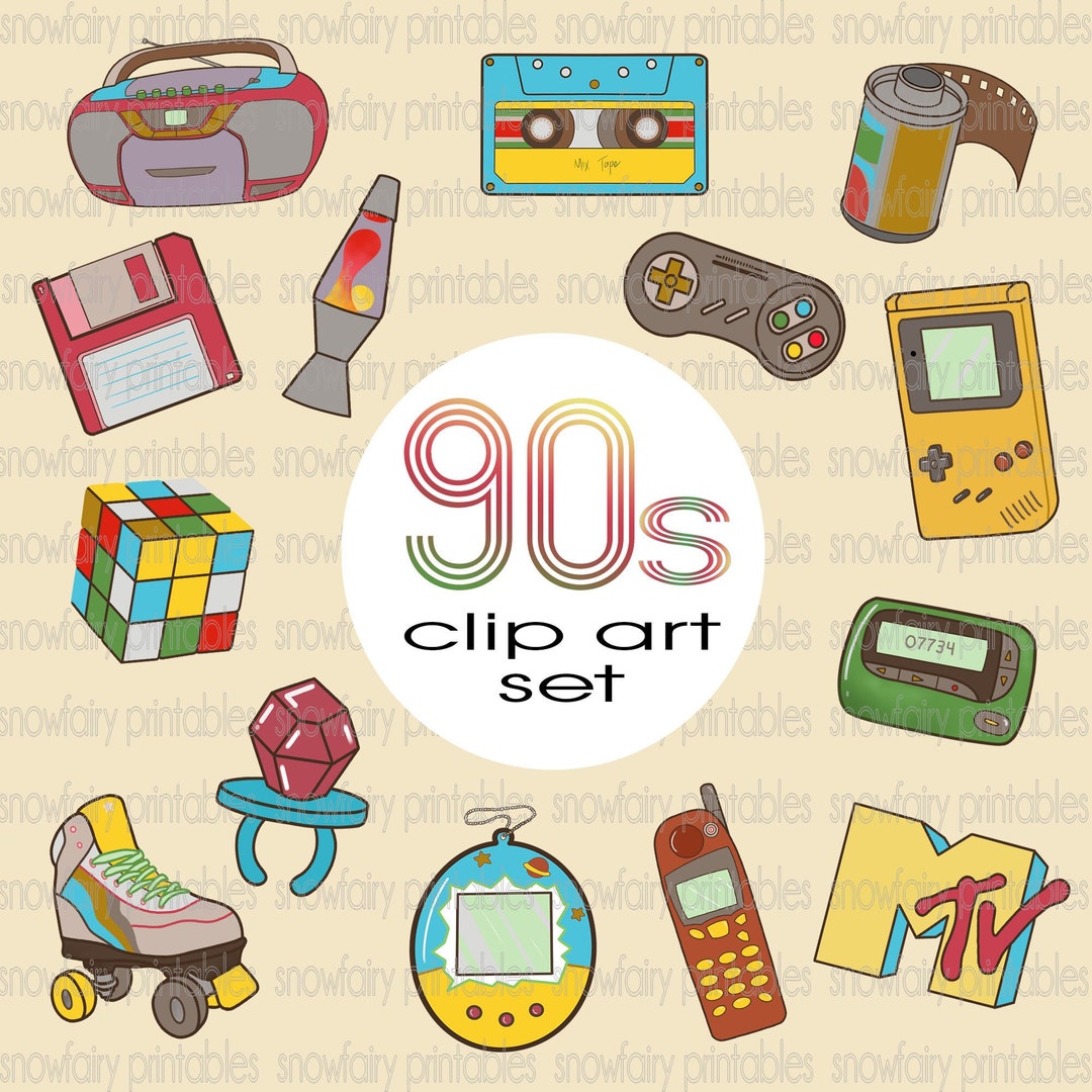 90s Kids Clip Art Set Png File Nostalgic Elements, Gameboy, Tamagotchi ...