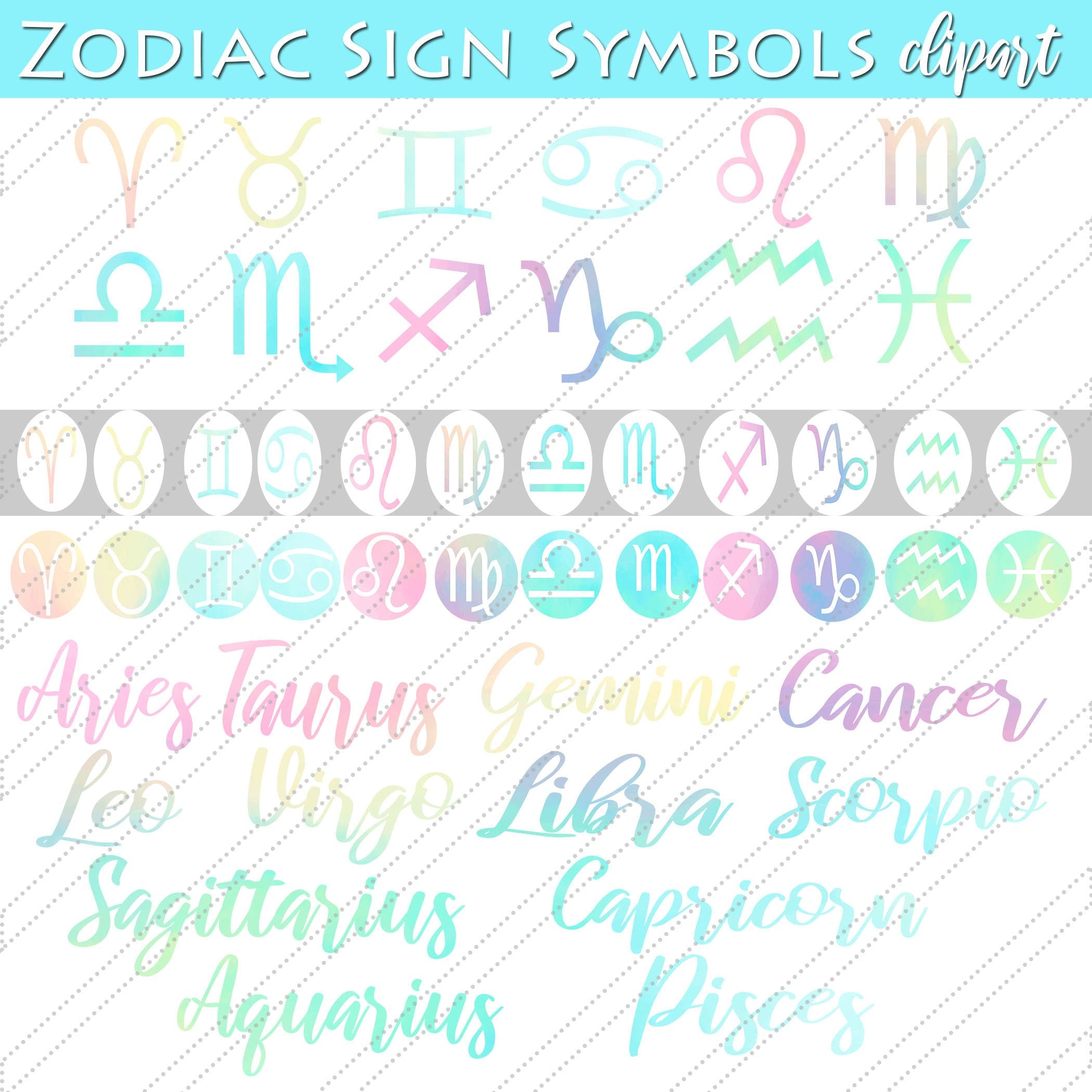 Zodiac Signs Symbols Clip Art Set Word Art Clip Art Digital - Etsy