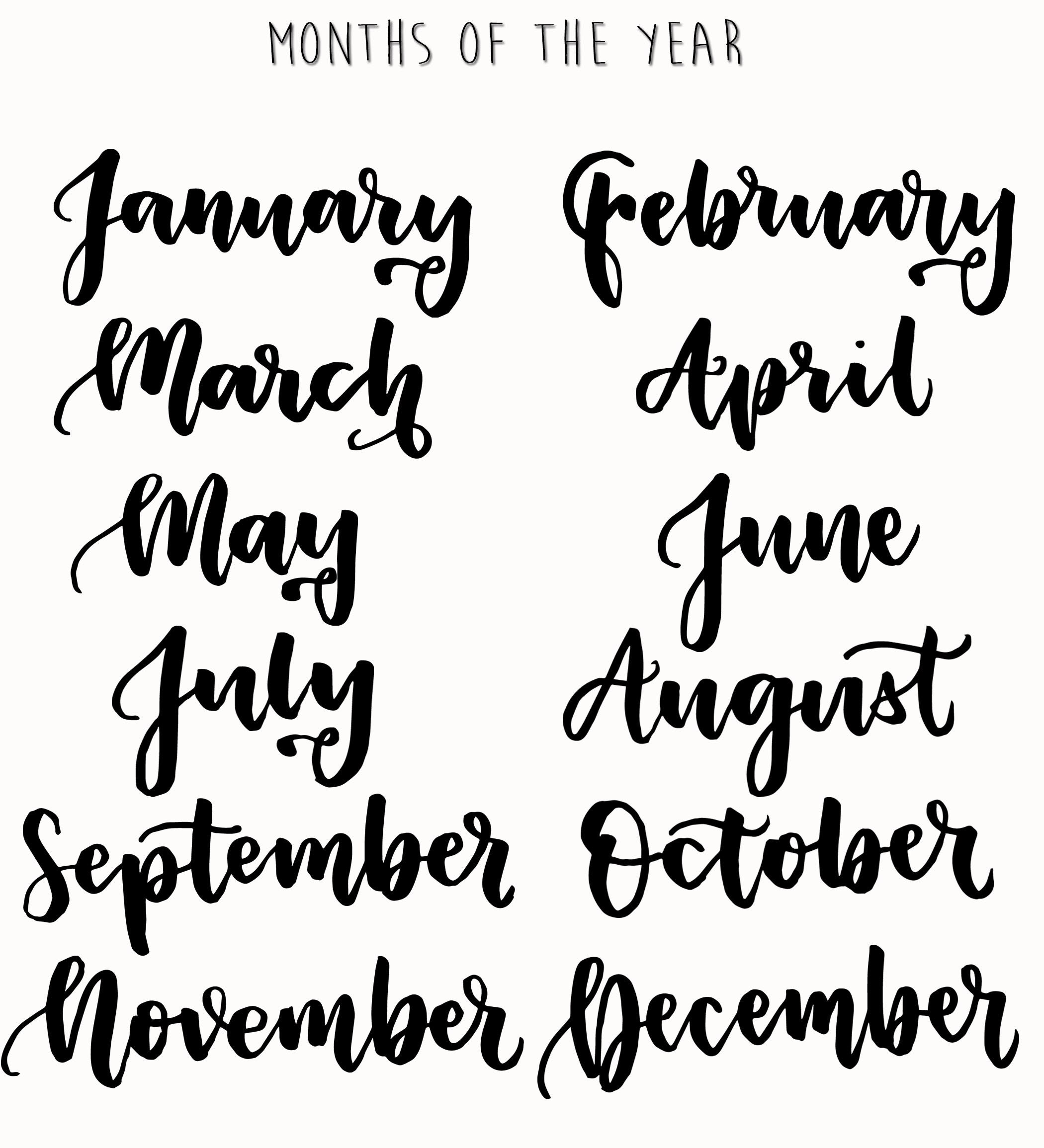 Months of the Year Clip Art Set, Word Art Clip Art, Brush Lettering ...