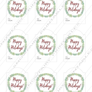 Printable Christmas Gift Tags Holiday Tags Happy Holidays Print and Cut ...