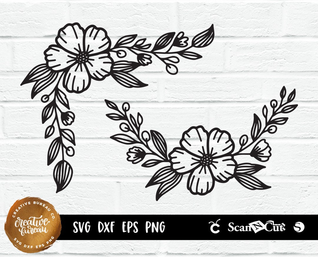 Flowers SVG DXF Cut File Floral Svg Dxf Floral Corner Svg - Etsy