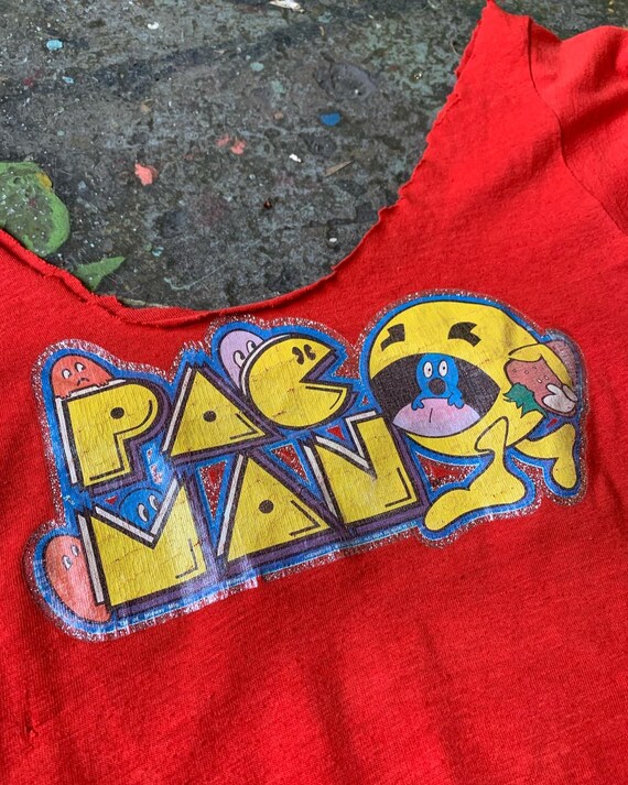 80s Pac-Man Glitter Iron On Single Stitch Tee, PacMan… - Gem
