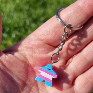 TRANS MEEPLE KEYCHAIN// Trans Gender Key Ring, Trans Pride Key Chain ...