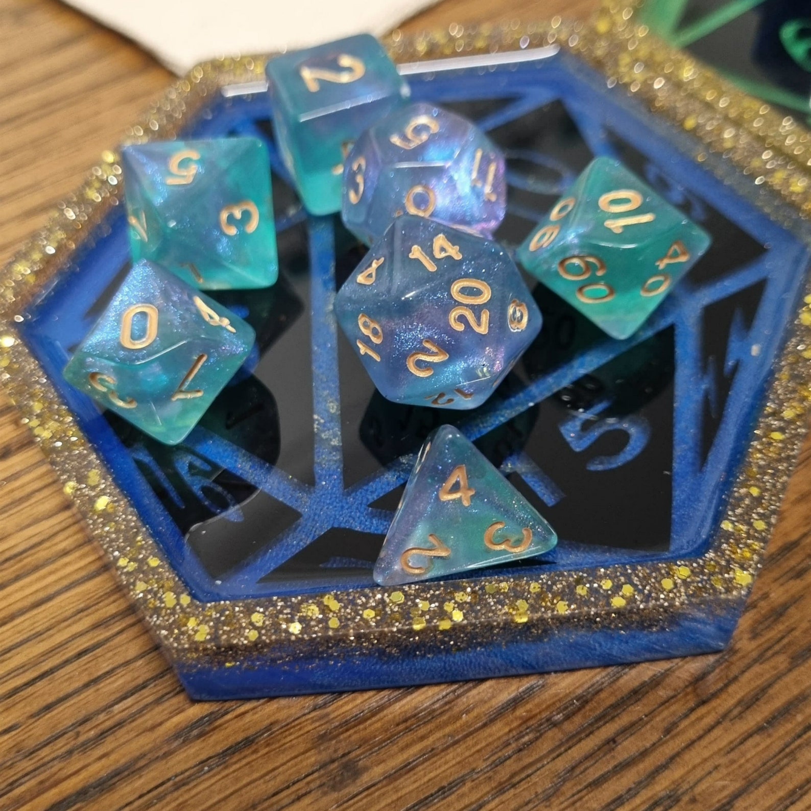 Custom D20 Dnd COASTER or DICE TRAY With Ink Swirl// Natural - Etsy