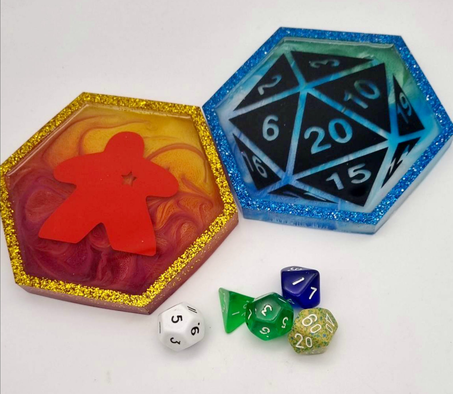 Custom D20 Dnd COASTER or DICE TRAY With Ink Swirl// Natural - Etsy