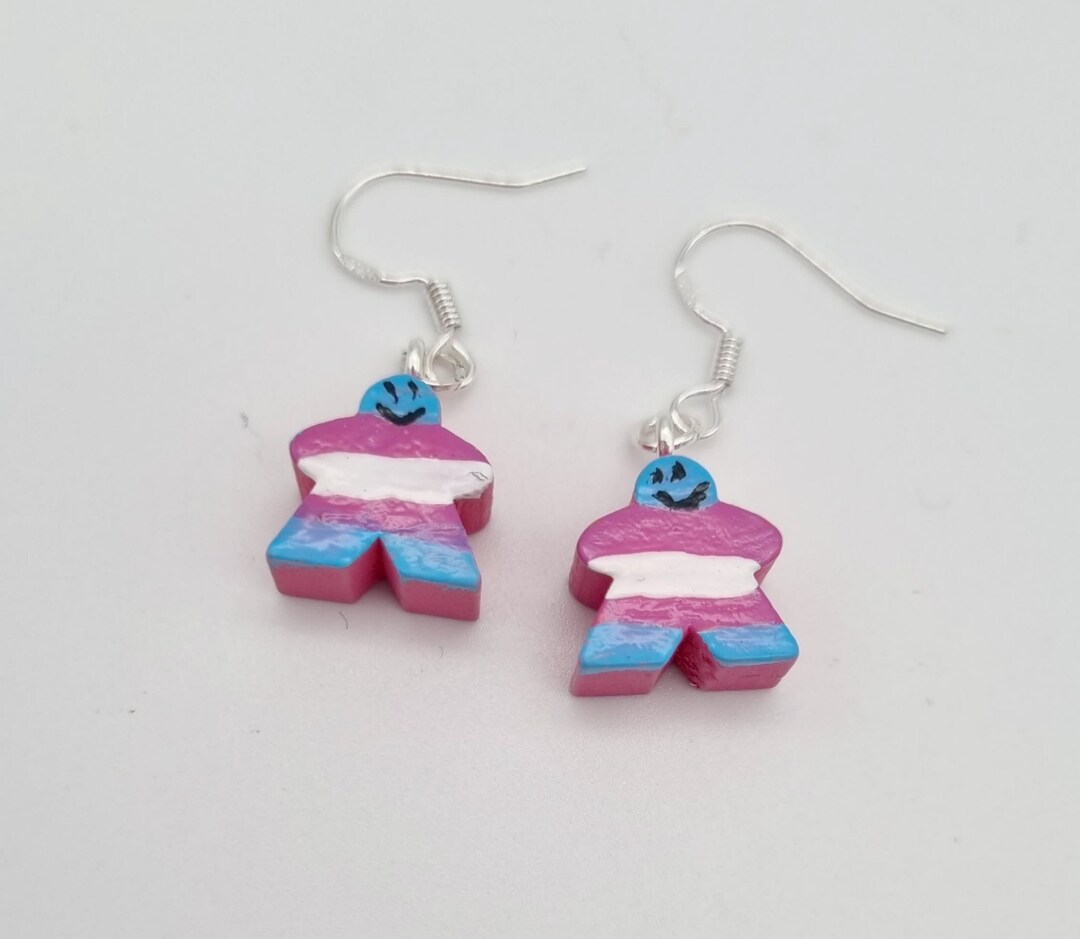 TRANS MEEPLE EARRINGS// Trans Gender Flag, Trans Pride, Lgbtqa+, Queer ...