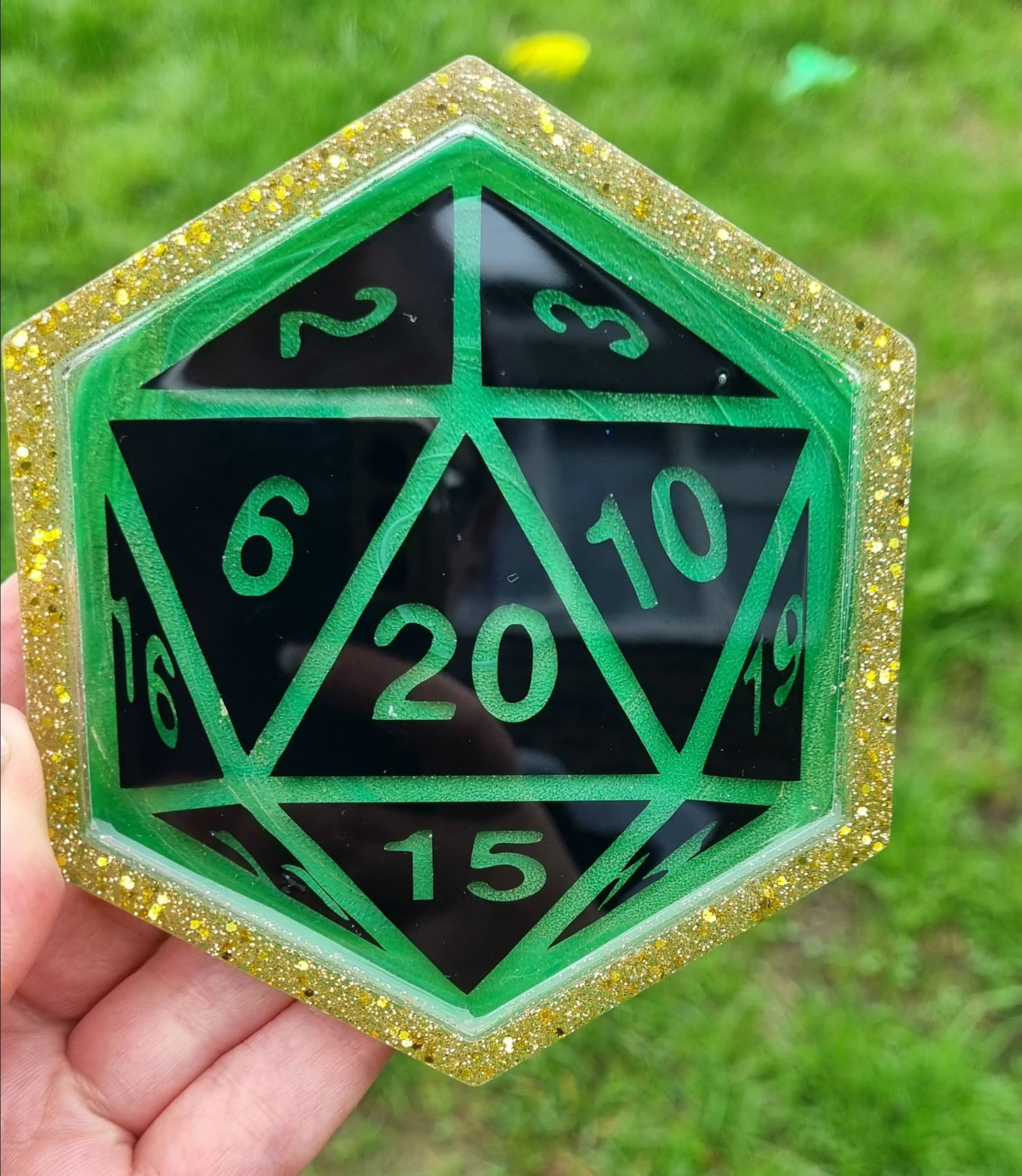 Custom D20 Dnd COASTER or DICE TRAY With Ink Swirl// Natural - Etsy
