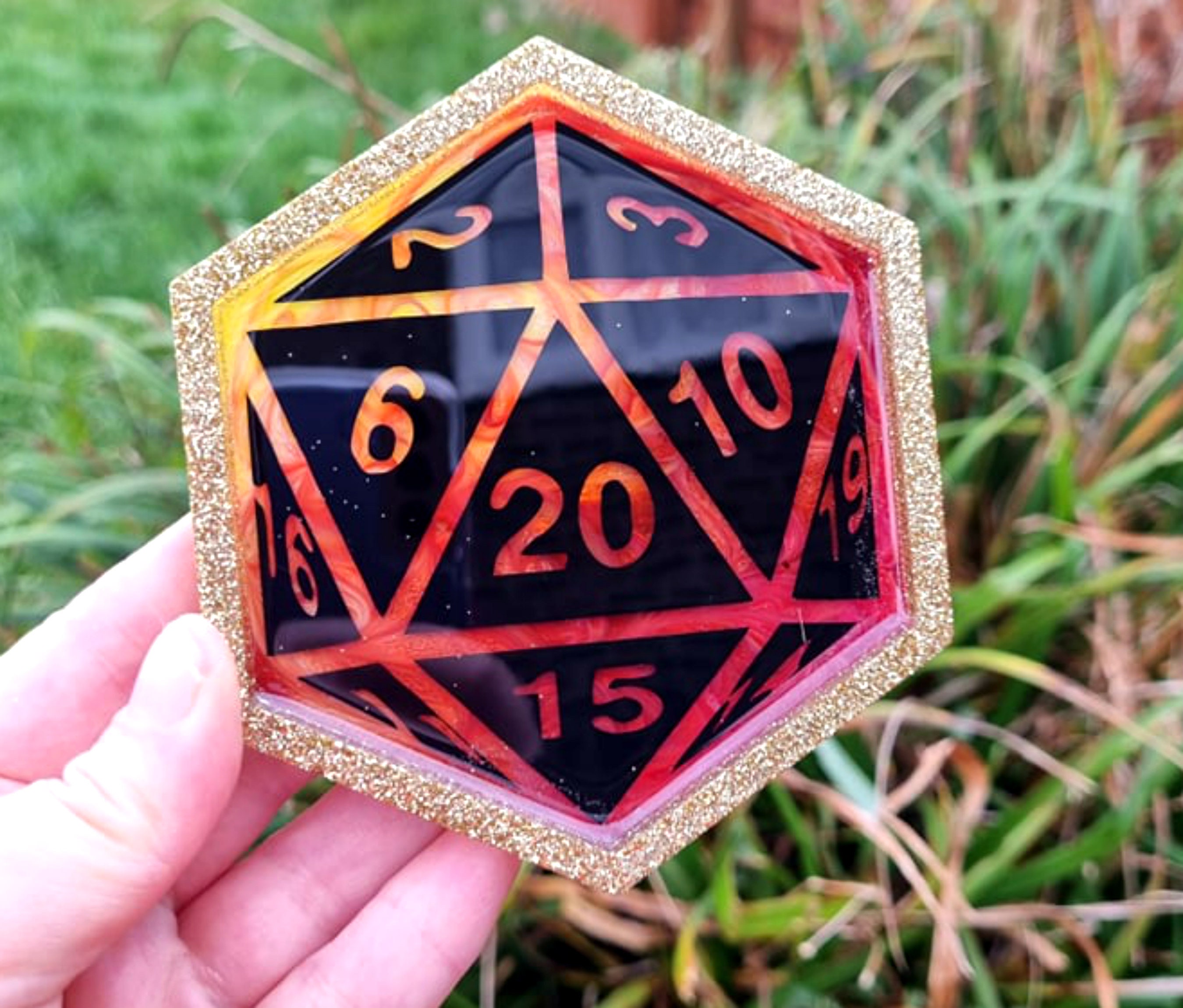 Custom D20 Dnd COASTER or DICE TRAY With Ink Swirl// Natural - Etsy