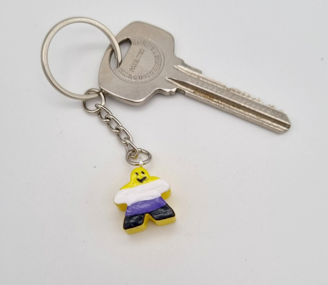 NON BINARY MEEPLE Key Ring// Non Binary Pride Key Chain, Lgbtqa, Non ...