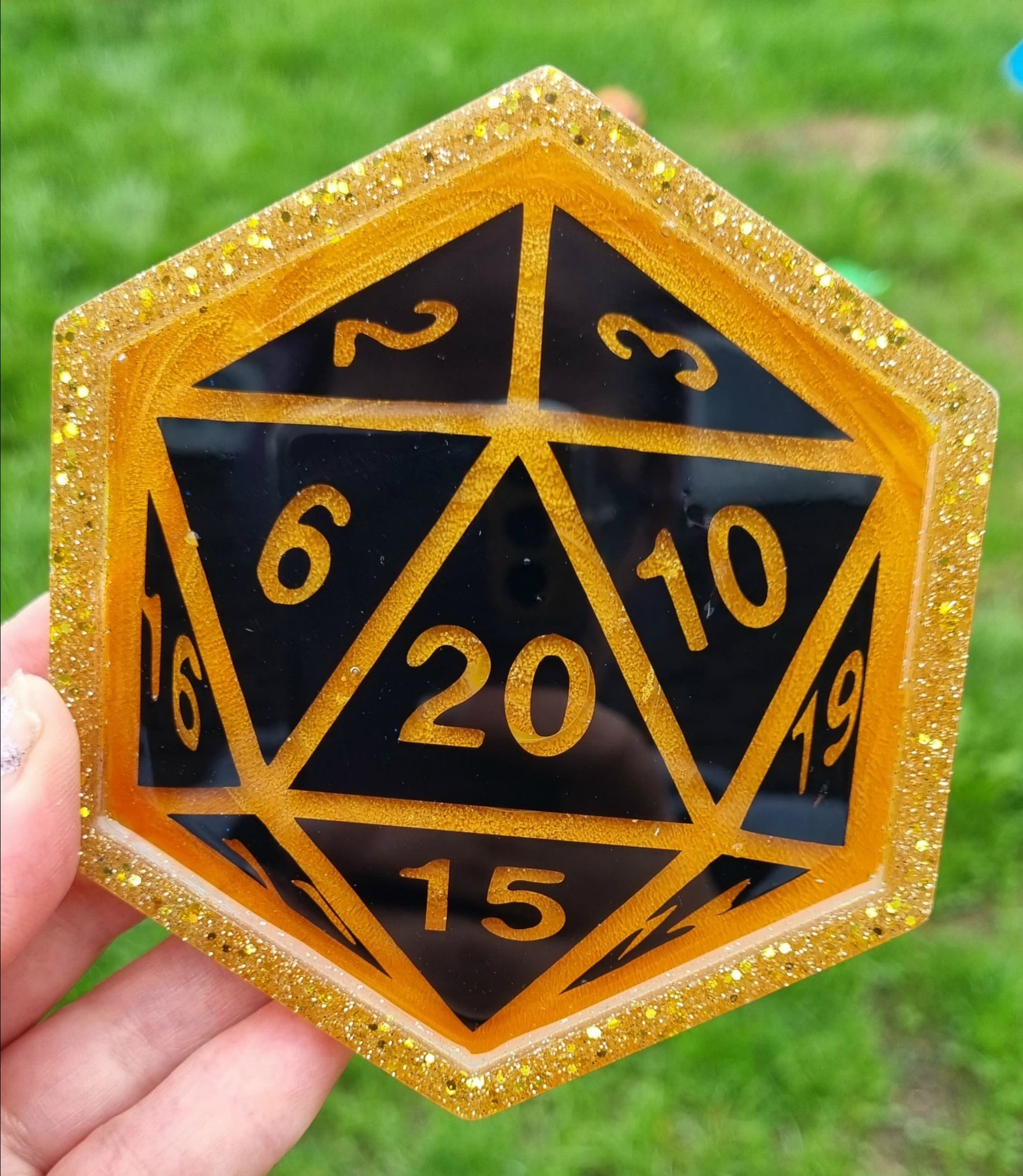 Custom D20 Dnd COASTER or DICE TRAY With Ink Swirl// Natural - Etsy