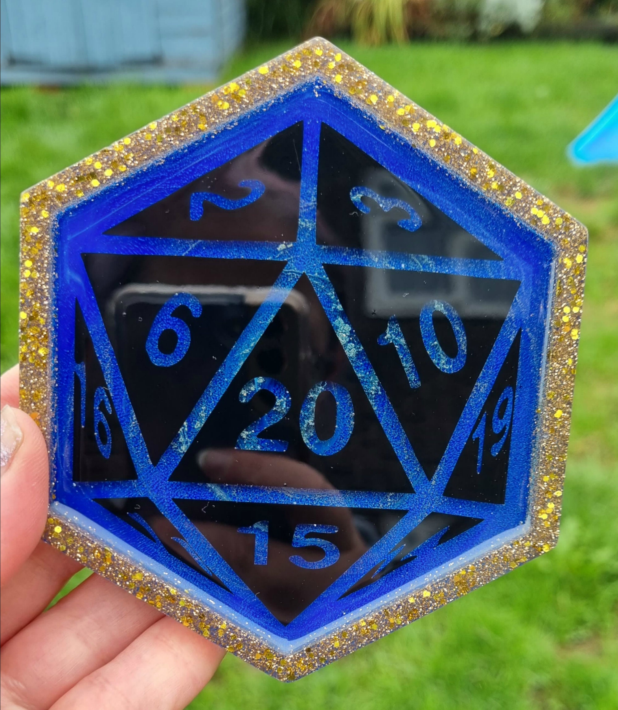 Custom D20 Dnd COASTER or DICE TRAY With Ink Swirl// Natural - Etsy