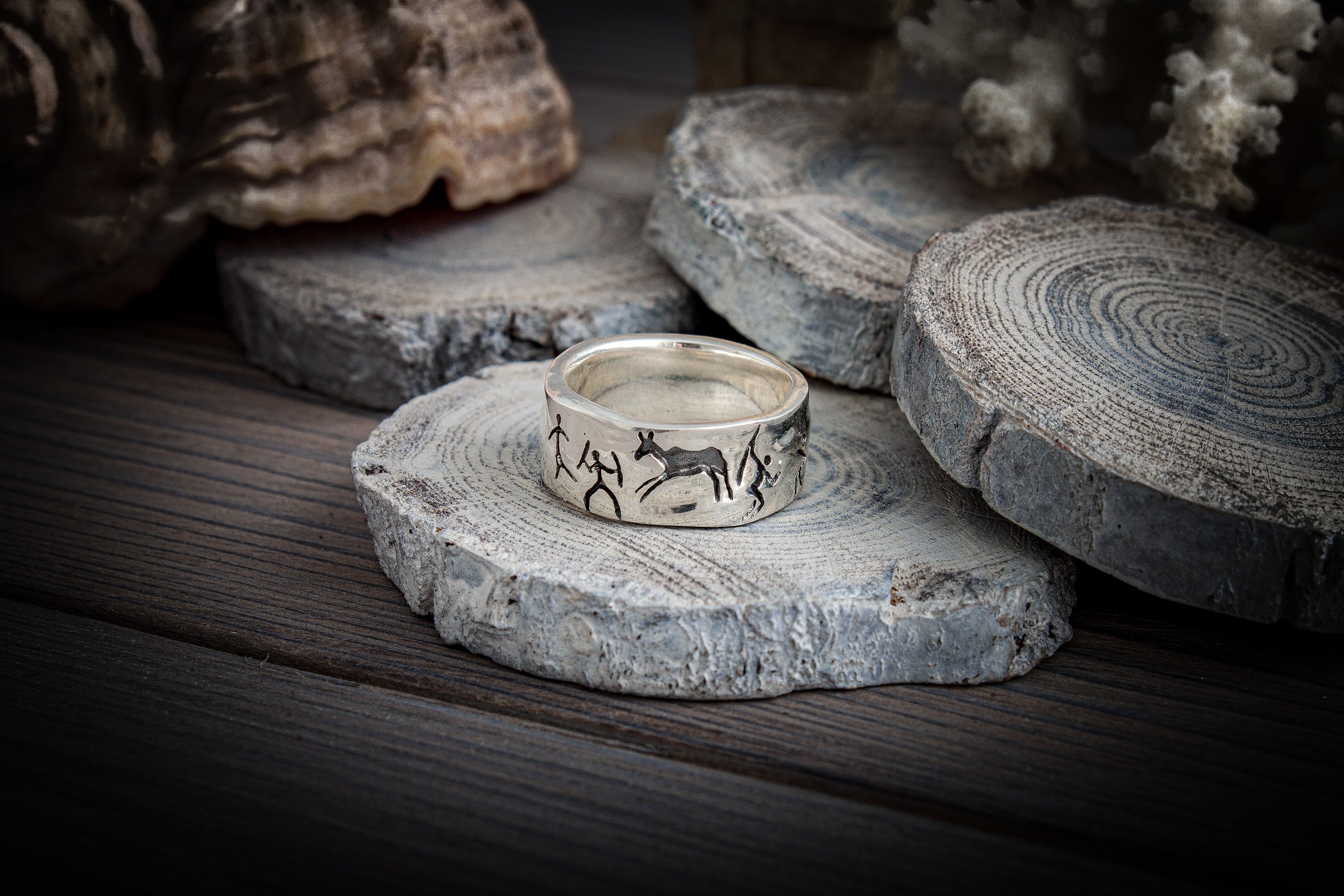 Ancient Sterling Silver Ring With Cave Art / Rock Art Silver - Etsy UK