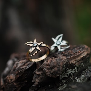 Handcrafted Moon and Star Ring, Sterling Silver Celestial Jewelry - Etsy
