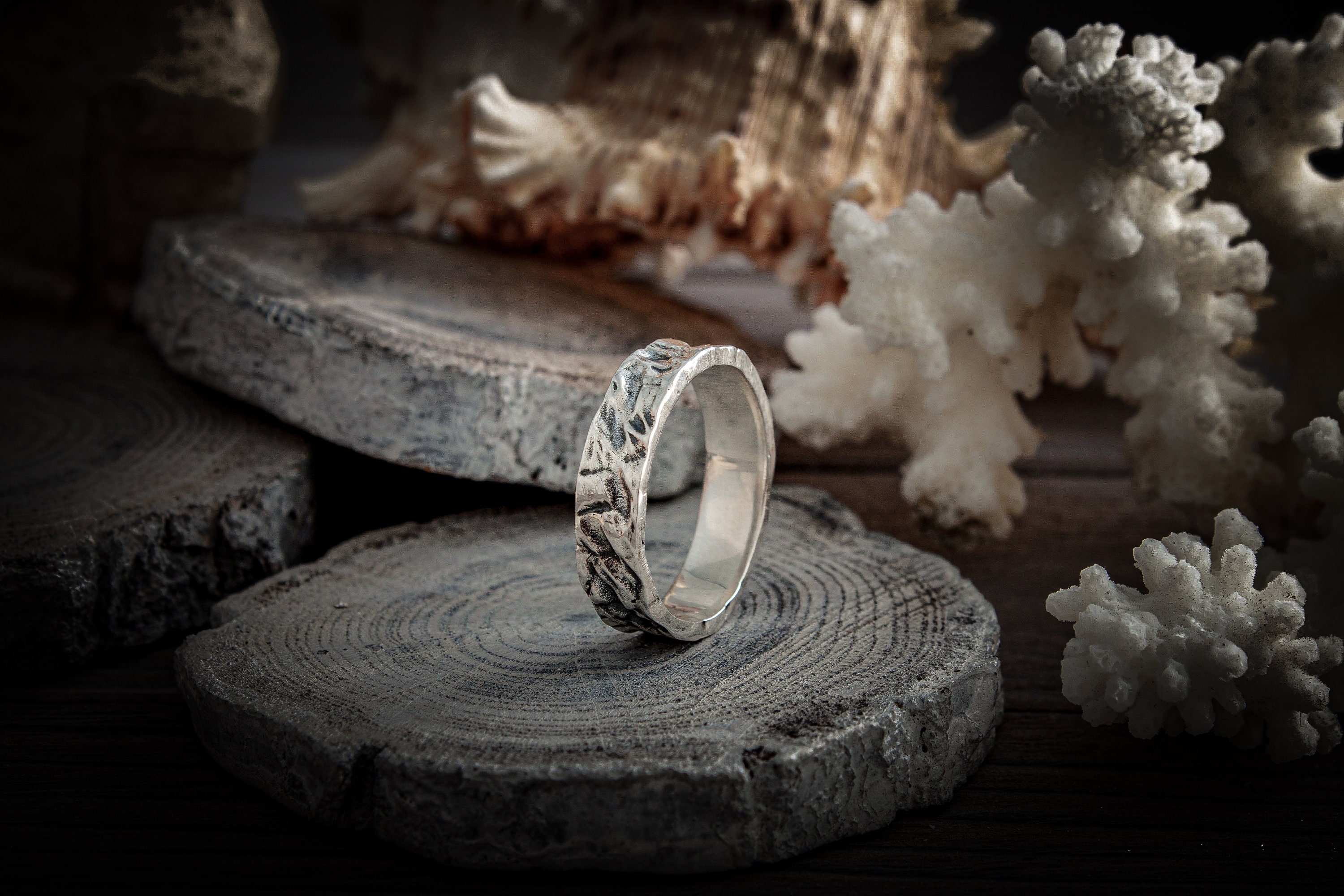 Tree Bark Sterling Silver Forest Branch Ring / Nature Silver | Etsy