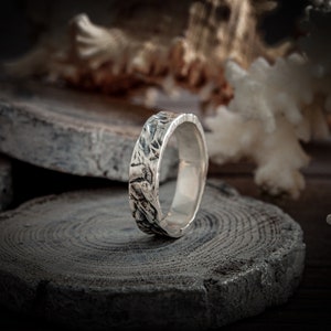 Tree Bark Sterling Silver Forest Branch Ring / Nature Silver Ring ...