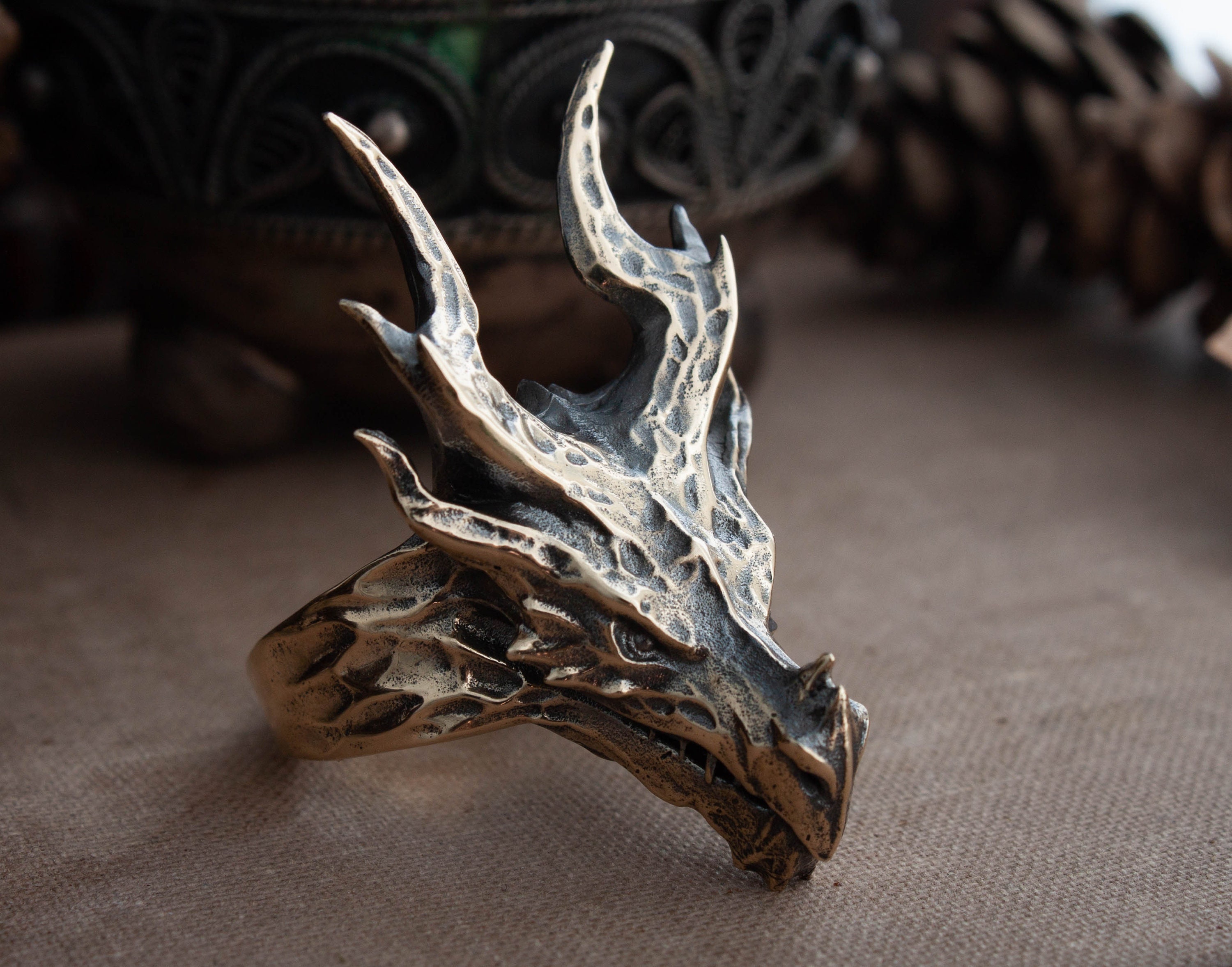 Handcrafted Dragon Head Ring Fantasy Ring Gothic Ring Magic - Etsy