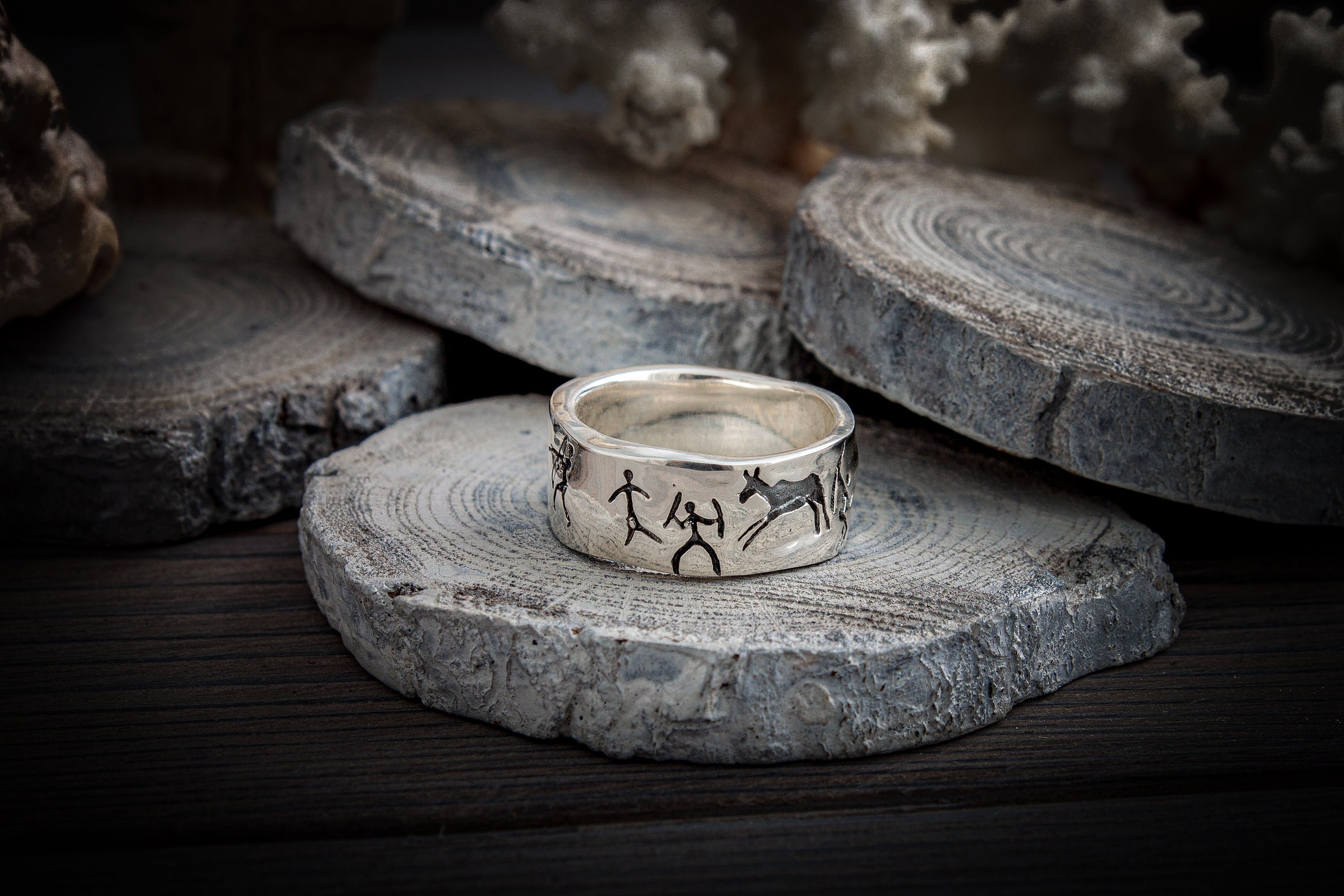 Ancient Sterling Silver Ring With Cave Art / Rock Art Silver - Etsy UK