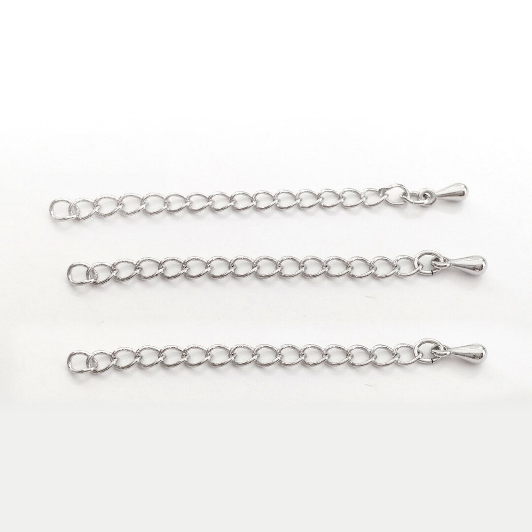 10 Pcs SILVER Plated Chain Extender, Jewelry Supply, Craft Supplies, 2 ...