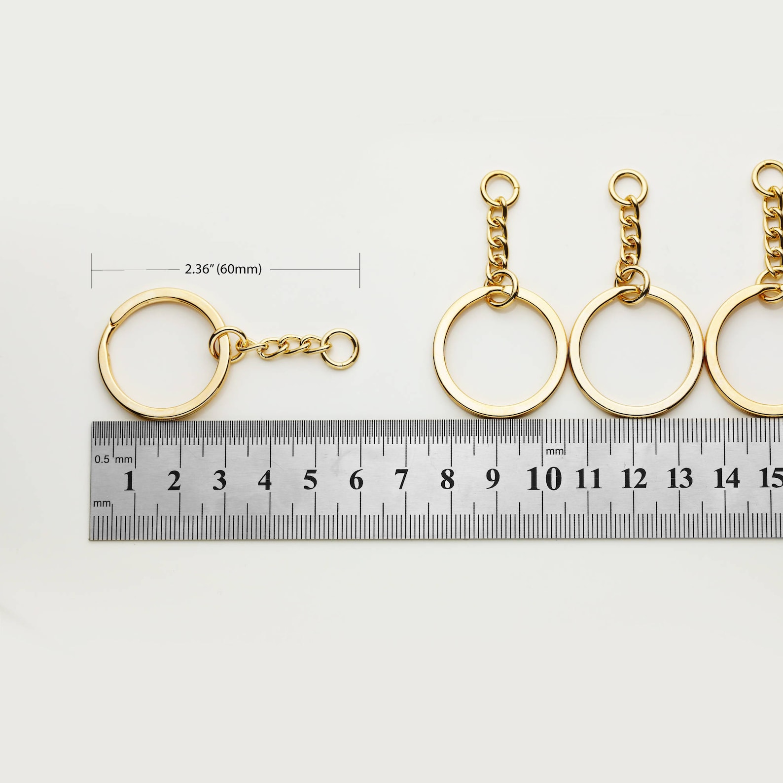 10pcs Gold Plated Keychain Ring With Extender Chain Keychain Supply ...