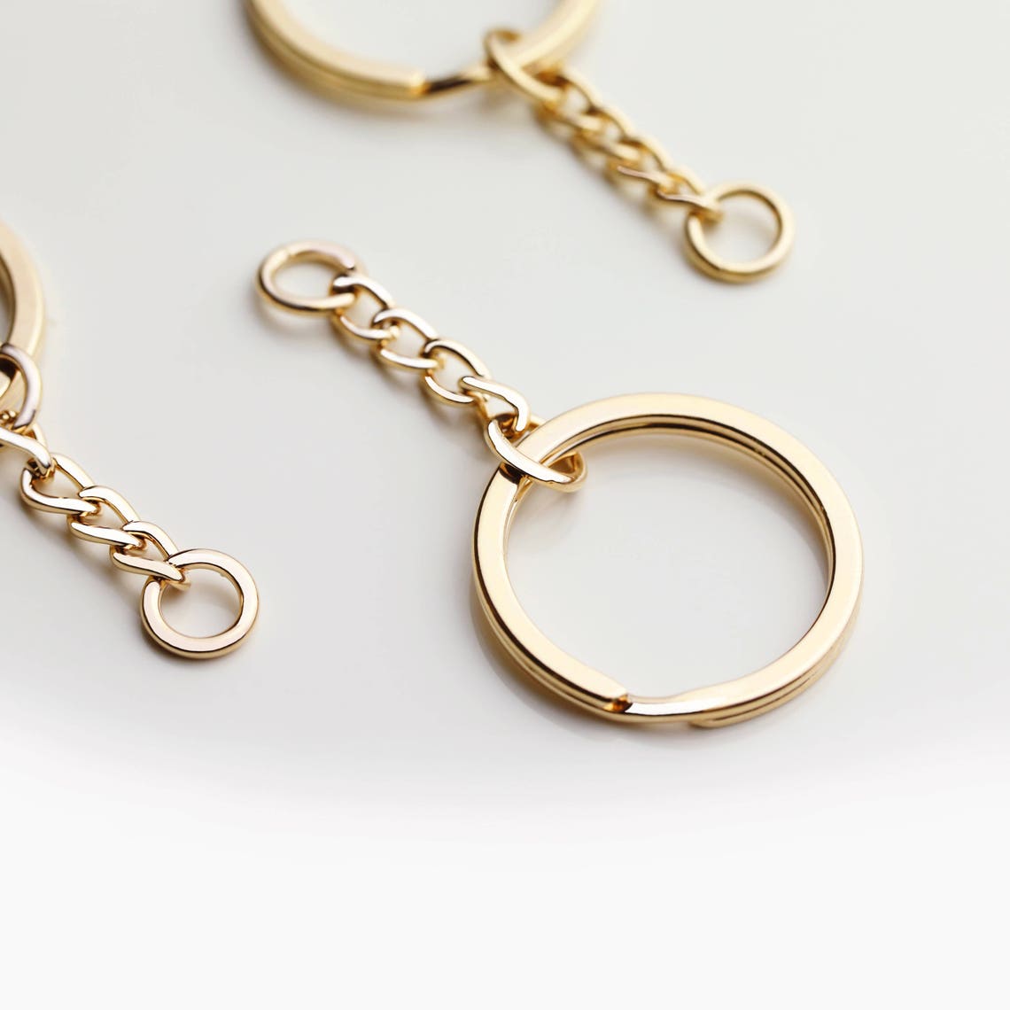 10pcs Gold Plated Keychain Ring With Extender Chain Keychain | Etsy