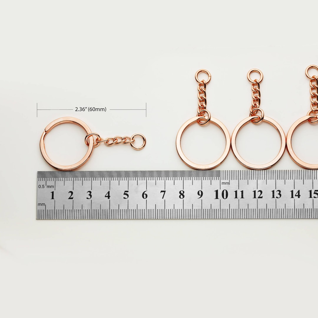 10pcs ROSEGOLD Plated Keychain Ring With Extender Chain Keychain Supply ...