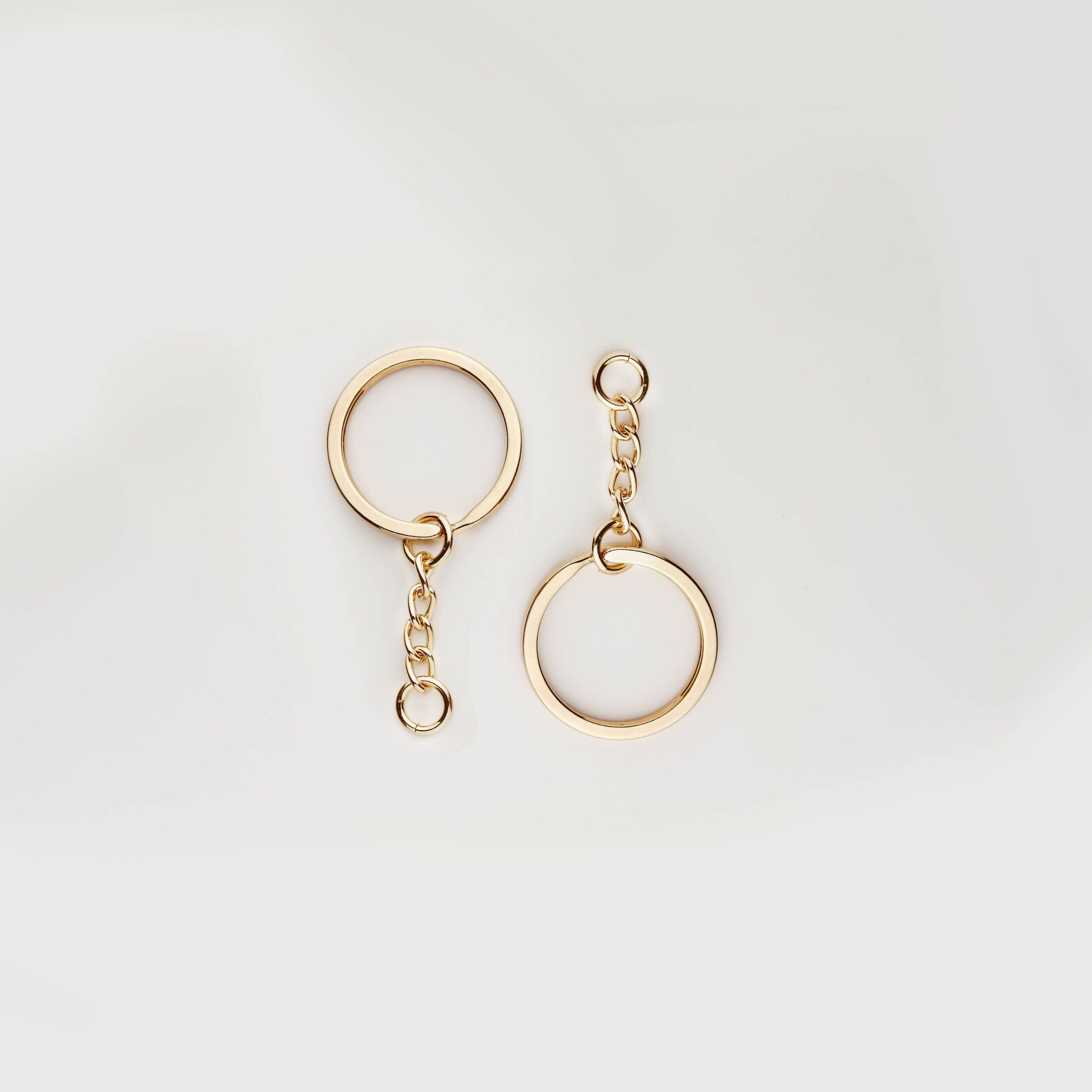 10pcs Gold Plated Keychain Ring With Extender Chain Keychain Supply ...