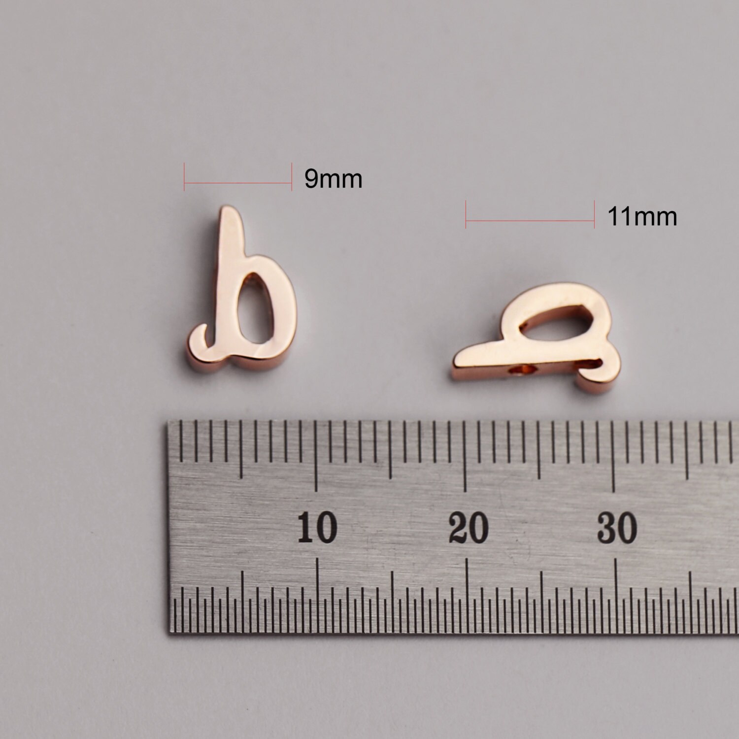 Rose Gold Regular Size Cursive B Initial Charm RRI-B - Etsy