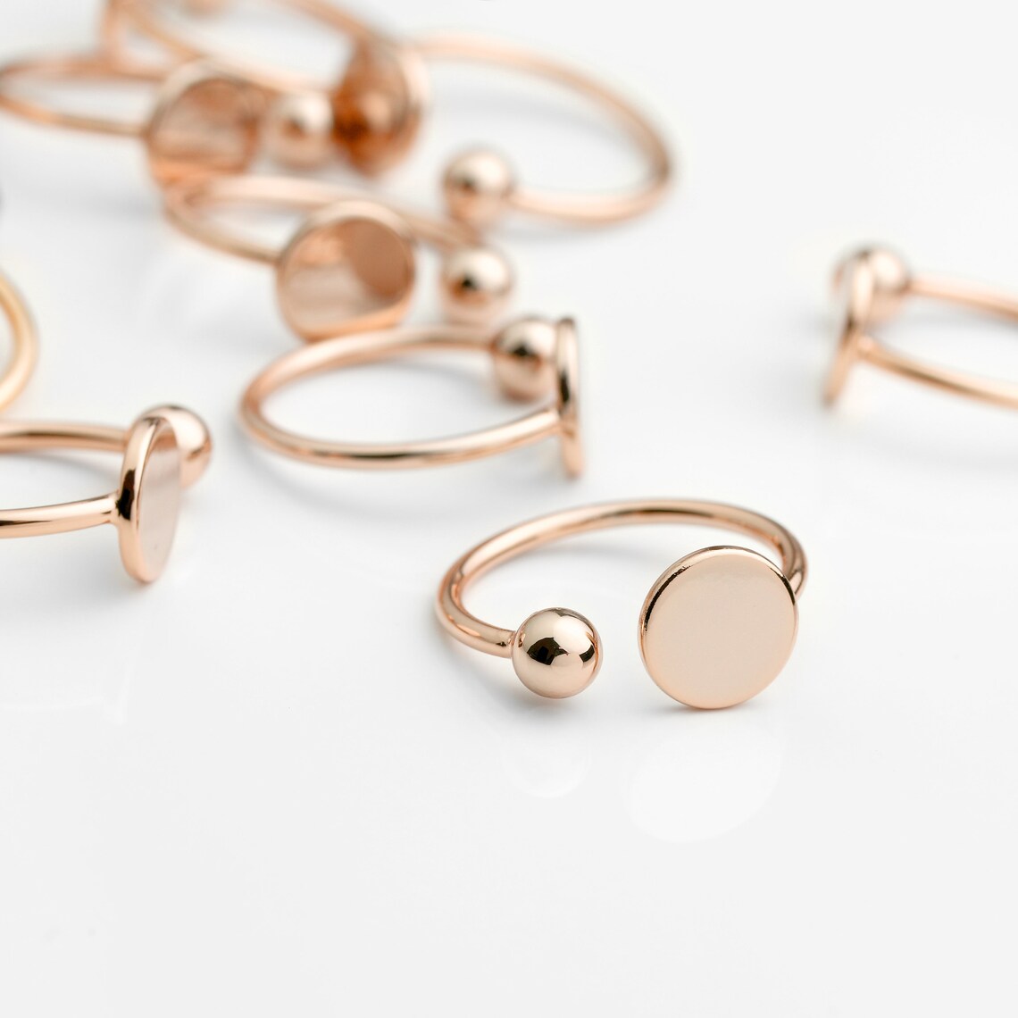 5 Pcs Rose Gold Wholesale Rings Rose Gold Plated Stamping - Etsy