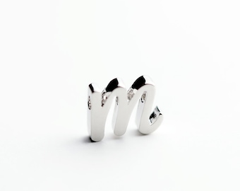 Script Letter M Initial Charm Sterling Silver Cursive Letter M Alphabet ...