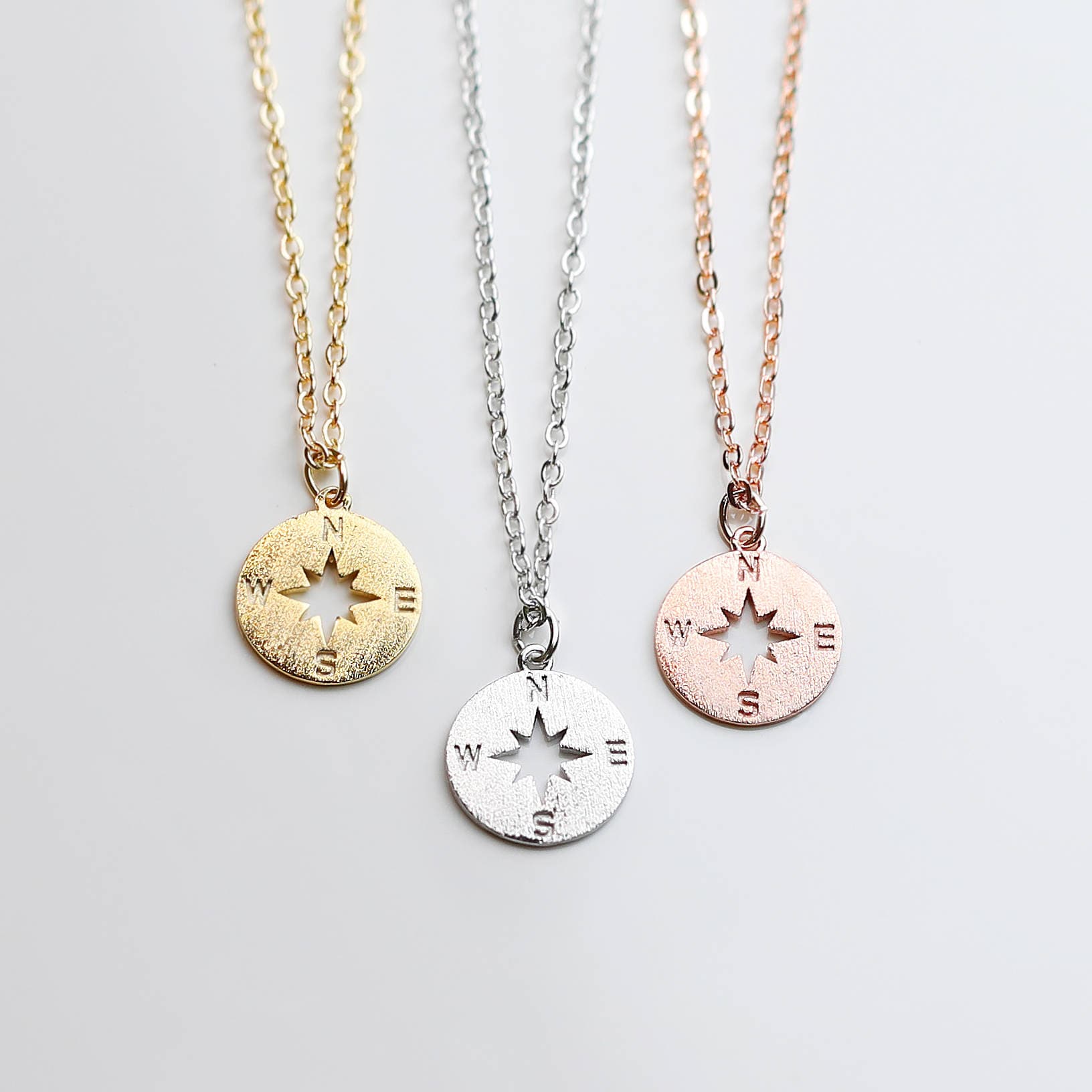 2PCS Brushed Gold Compass Disc Pendant Graduation Jewelry - Etsy