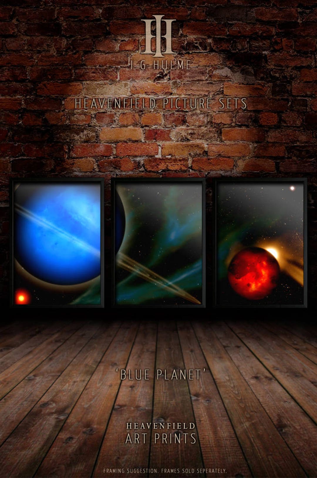 3 Print Set - Blue Planet - Art Print, Heavenfield, Dark Science ...