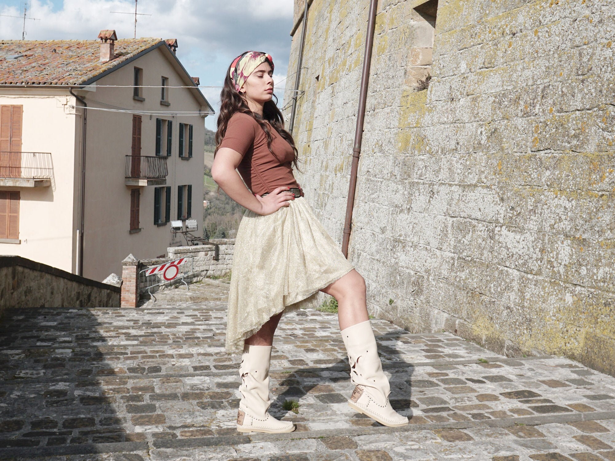 Article FIORE Milky White Leather Inca Boots Hippie - Etsy