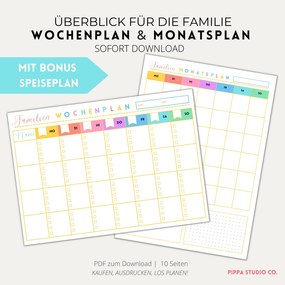 Family Planner - Family Weekly Plan - Family Monthly Plan - Monthly ...