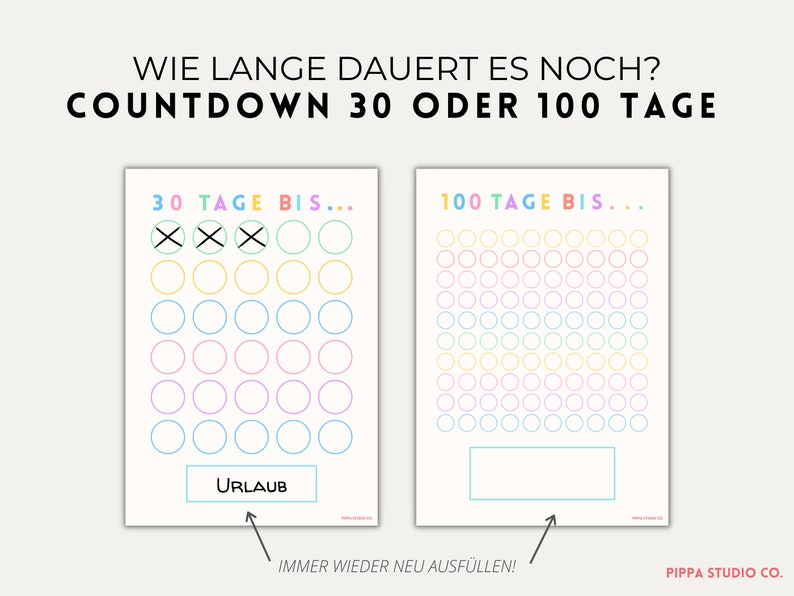 Countdown Calendar for Kids / Countdown and Challenge Printables for ...