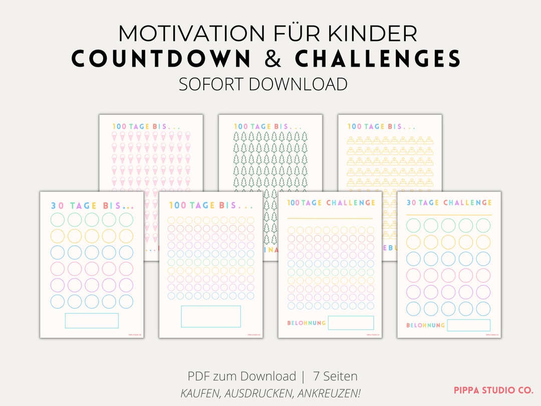 Countdown Calendar for Kids / Countdown and Challenge Printables for ...
